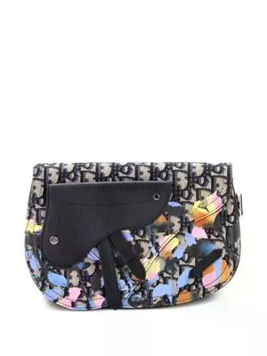 Dior Saddle Messenger Pouch Floral Oblique Canvas Crossbody Bag - Blue