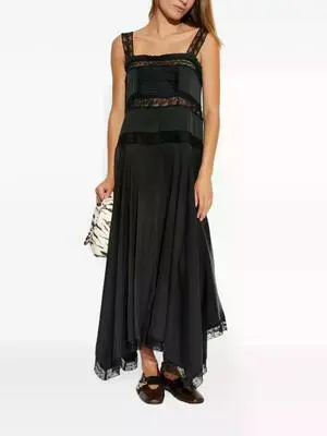 GANNI Lace-trim Pleated Midi Dress