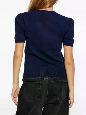 GANNI Slogan Print Puff Sleeve T-shirt