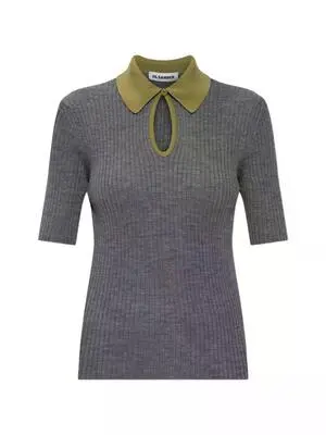 JIL SANDER Ribbed Cut-out Polo Shirt