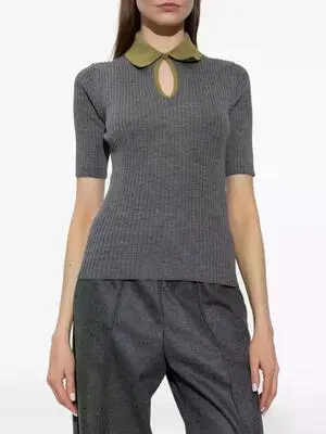 JIL SANDER Ribbed Cut-out Polo Shirt