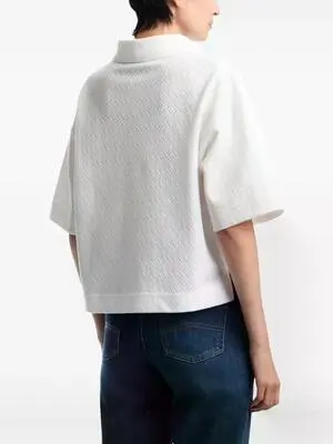 Emporio Armani Chevron Knit Peter Pan Collar Top