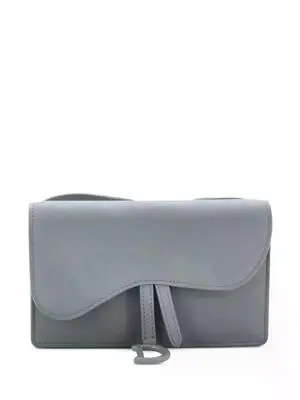 Dior Saddle Rectangular Leather Belt Bag - Grey