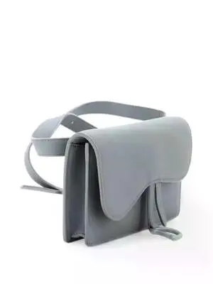 Dior Saddle Rectangular Leather Belt Bag - Grey