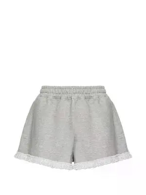 GANNI Lace-trim Cotton Shorts - Grey