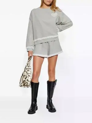 GANNI Lace-trimmed Cotton Jersey Shorts