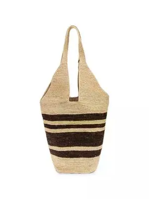 ANINE BING Leah Striped Raffia Tote Bag