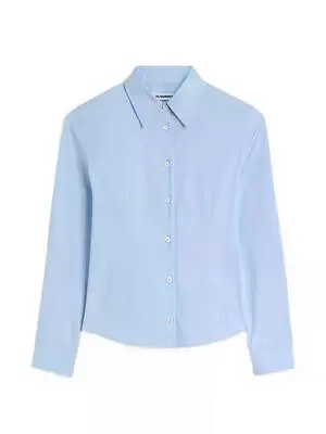 JIL SANDER Fitted Cotton-poplin Shirt - Blue