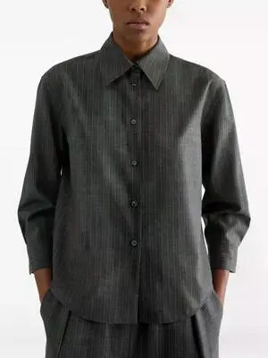 JIL SANDER Pinstripe Cropped Shirt - Grey