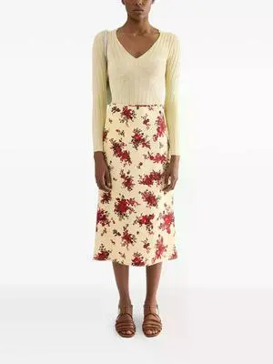 JIL SANDER Floral-print Pencil Midi Skirt