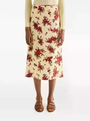 JIL SANDER Floral-print Pencil Midi Skirt