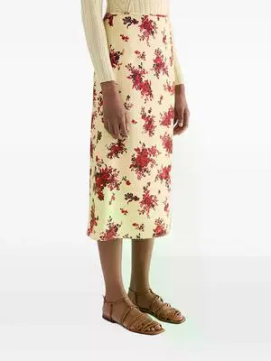 JIL SANDER Floral Print Midi Skirt