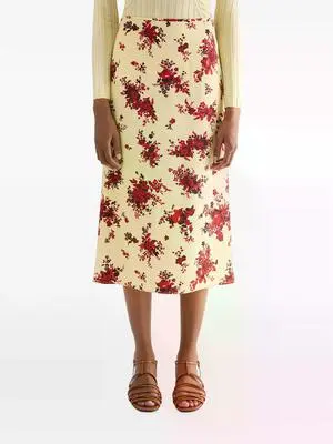 JIL SANDER Floral Print Midi Skirt
