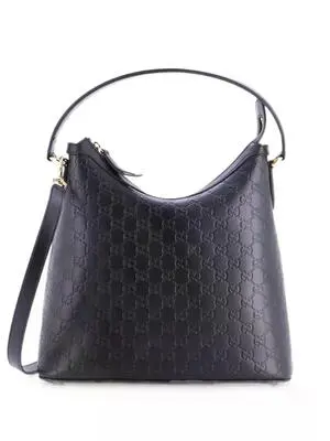 Gucci Linea A Guccissima Leather Hobo Bag - Black