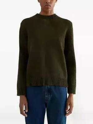 JIL SANDER Crew Neck Wool Sweater - Green