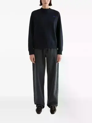 JIL SANDER Embroidered Logo Cotton Sweatshirt - Blue