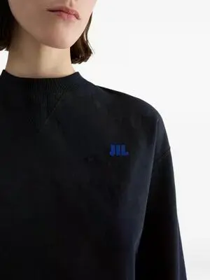 JIL SANDER Embroidered Logo Cotton Sweatshirt - Blue
