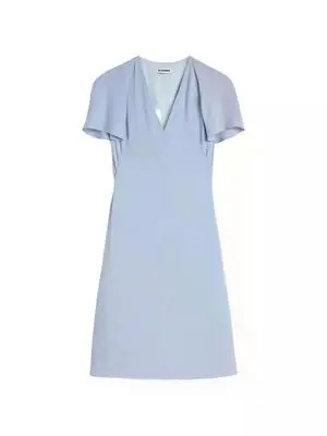 JIL SANDER Cape-detail A-line Dress - Blue