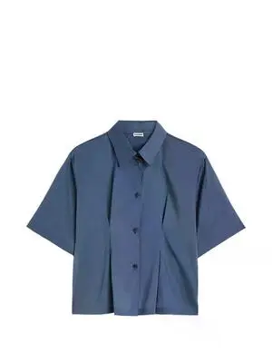 JIL SANDER Pleated Waist Muslin Shirt - Blue