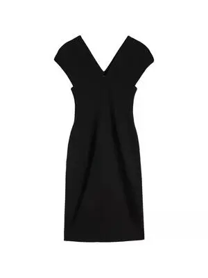 JIL SANDER V-neck Wool-sablé Dress
