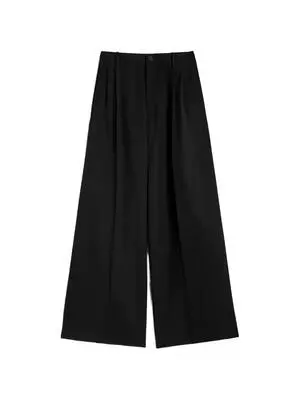 JIL SANDER Pleated Wool Gabardine Wide-leg Trousers - Black