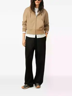 AMI Paris Zipped Cotton Hoodie With De Coeur Embroidery