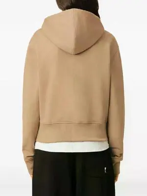 AMI Paris Zipped Cotton Hoodie With De Coeur Embroidery