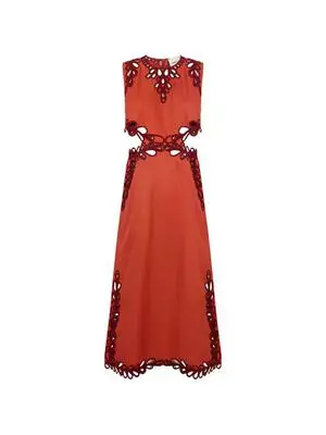 Antik Batik Deva Cut-out Embroidered Midi Dress