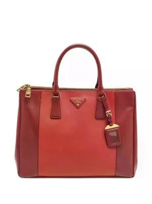 Prada Saffiano Double Zip Tote Bag - Red