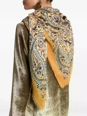 Etro Modal And Cashmere Shawl With Floral Paisley Motif