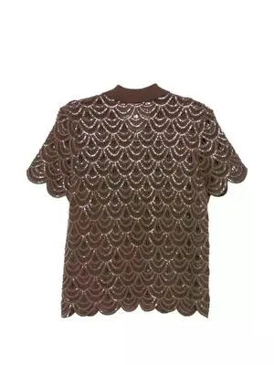 MC2 SAINT BARTH Monet Sequin-embellished Scalloped Top