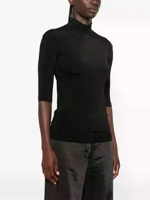 A.M.G. High-neck Elbow-sleeve Top