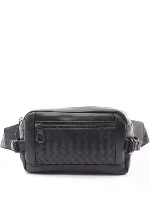 Bottega Veneta 2010s Intrecciato Leather Belt Bag - Black