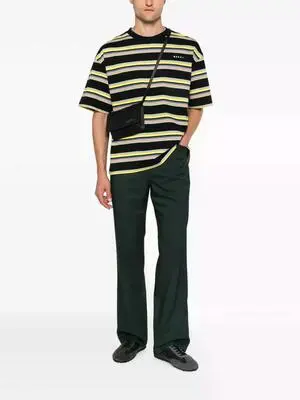 Marni Striped Logo-print Cotton T-shirt - Black