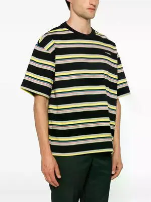 Marni Striped Logo-print Cotton T-shirt - Black