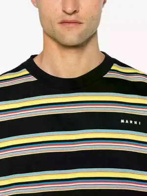 Marni Striped Logo-print Cotton T-shirt - Black