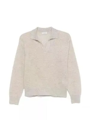 Brunello Cucinelli Perforated Knit V-neck Sweater - Neutrals