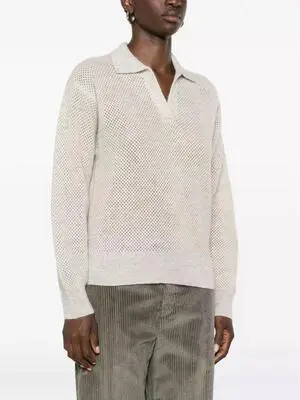 Brunello Cucinelli Perforated Knit V-neck Sweater