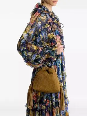 Etro Mini Suede Kalispera Bag With Patch And Tassels