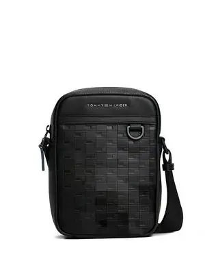 Tommy Hilfiger Logo-detail Textured Messenger Bag - Black