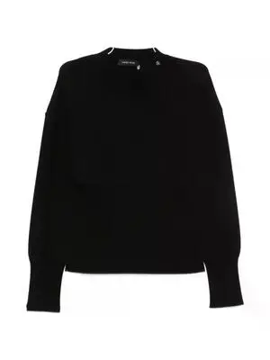 ANINE BING Mock-neck Ribbed-knit Sweater - Black