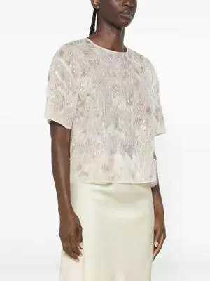 Brunello Cucinelli Sequin-embellished Fil-coupé T-shirt