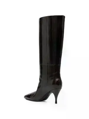 HERBERT LEVINE Panelled Knee-high Leather Boots