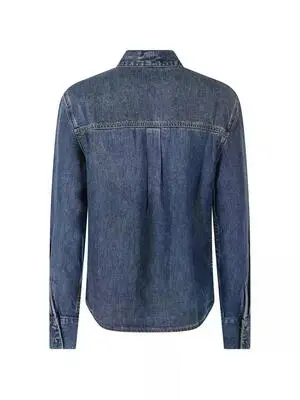 SELF-PORTRAIT Tie-neck Denim Shirt