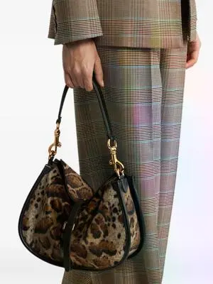Etro Medium Pony Bag In Velvet With Leopard Motif