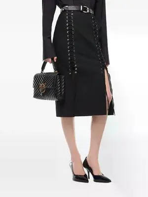 Pinko Lace-up Front-slit Skirt