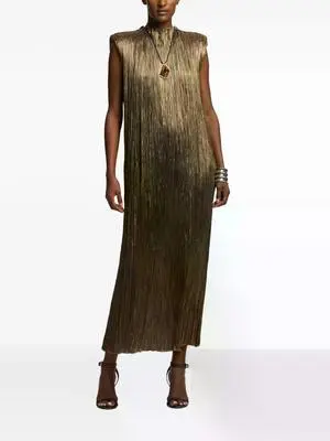 Ralph Lauren Virna Bark-pleated Midi Dress