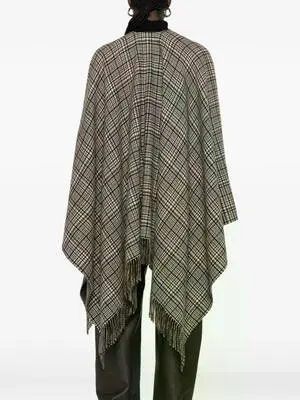 Brunello Cucinelli Check-pattern Fringed Poncho