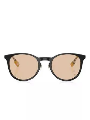 Burberry Check-print Round-frame Sunglasses