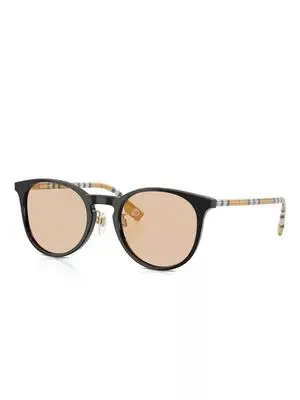 Burberry Check-print Round-frame Sunglasses